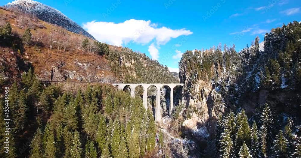 beautiful Viaduct in Switzerland, aerial view Stock Video | Adobe Stock
