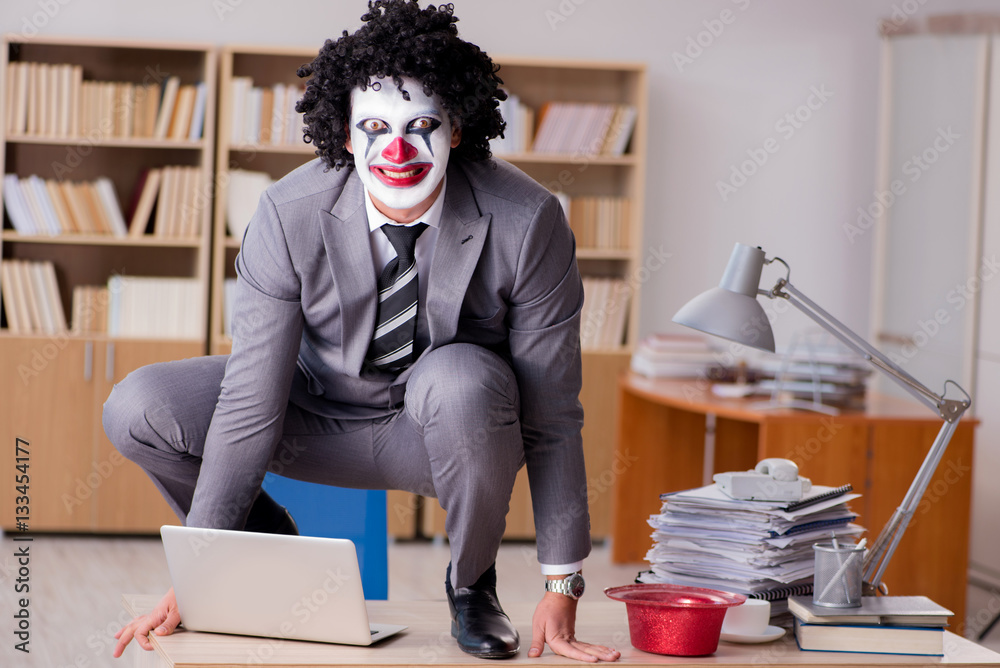 Clown businessman working in the office Stock Photo | Adobe Stock