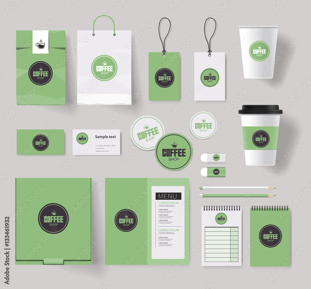 coffee shop and restaurant branding identity mock up template with ...