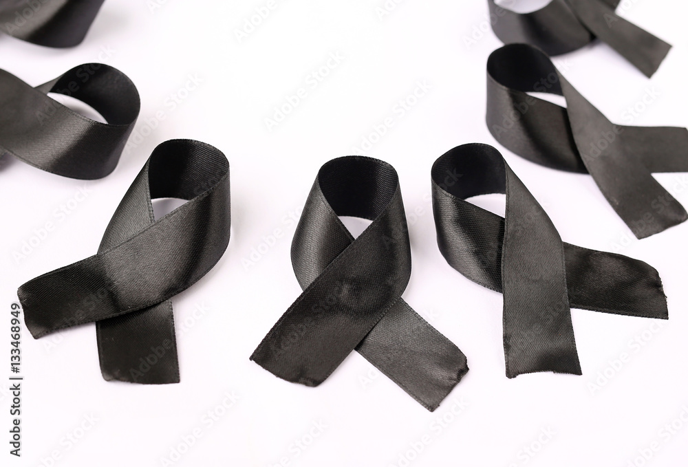 black ribbon bow fabric texture, Ribbon awareness symbol of remembrance ...