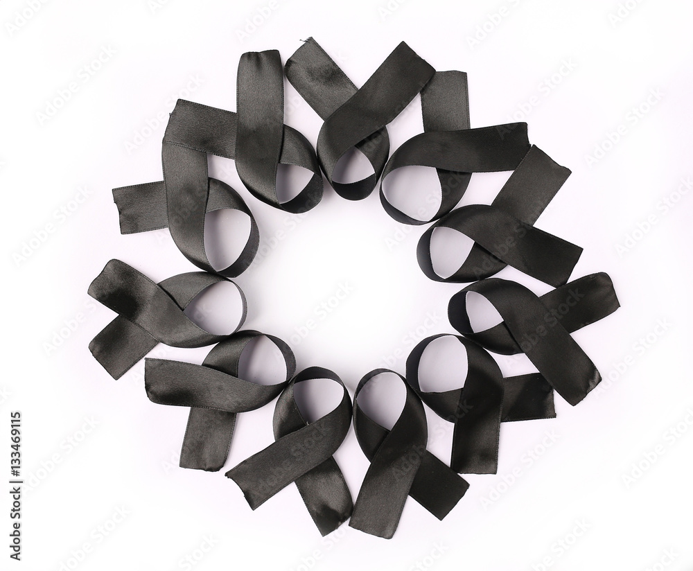 black ribbon bow fabric texture, Ribbon awareness symbol of remembrance ...