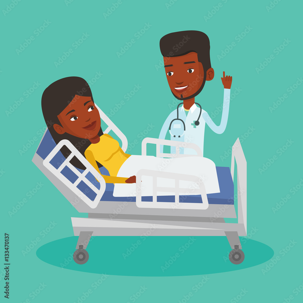 Doctor visiting patient vector illustration. Stock Vector | Adobe Stock