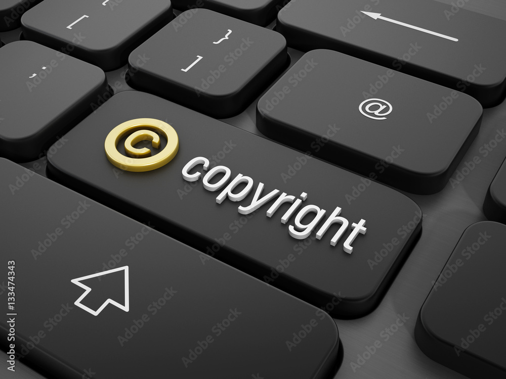 Copyright symbol and text on keyboard key. 3D illustration Stock ...