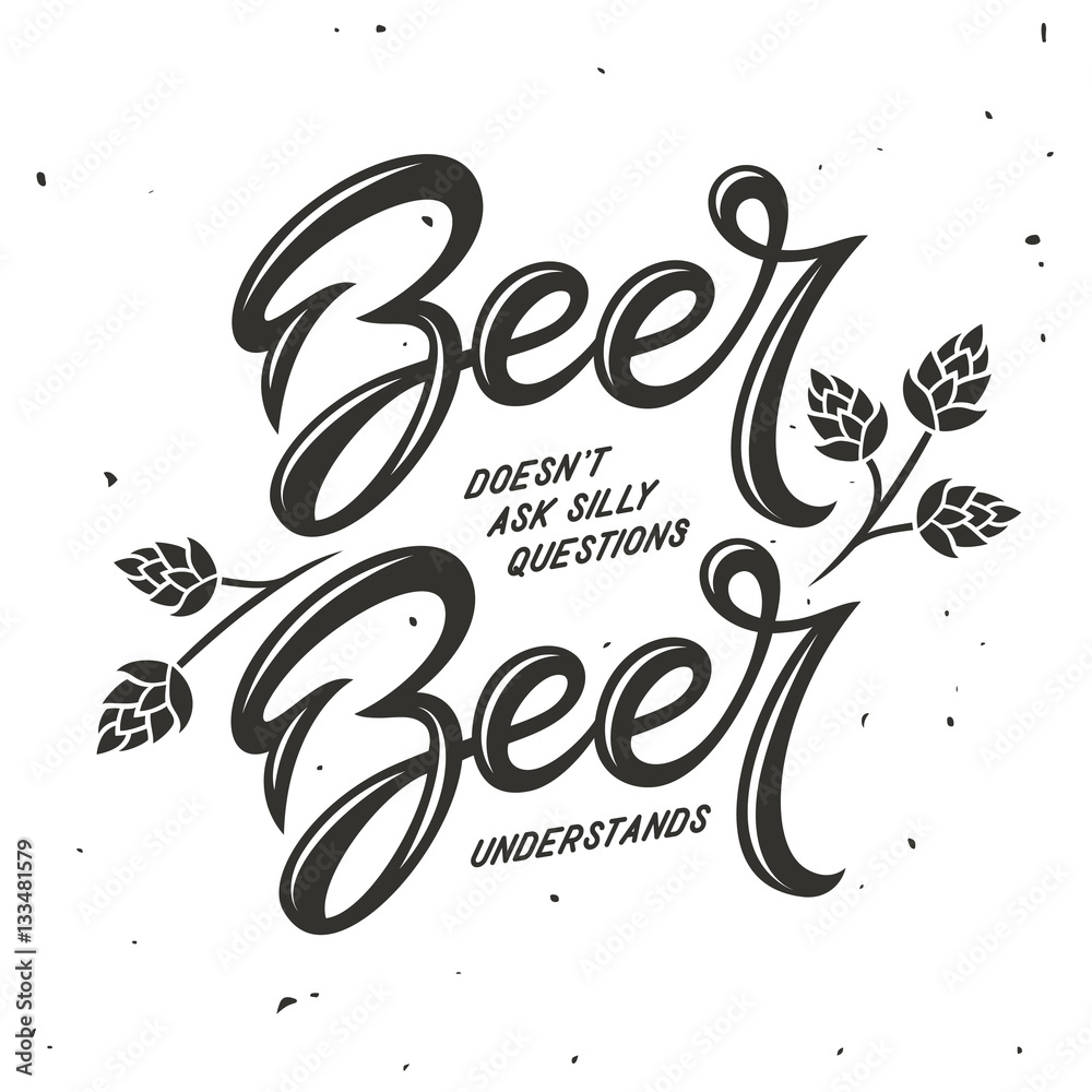 Beer related typography. Vector vintage illustration. Stock Vector ...