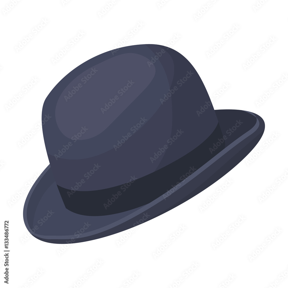 Bowler hat icon in cartoon style isolated on white background. Hipster ...