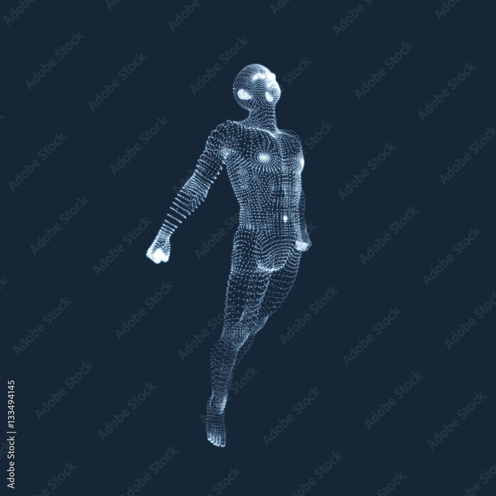 3D Model of Man. Human Body. Design Element. Vector Illustration Stock ...