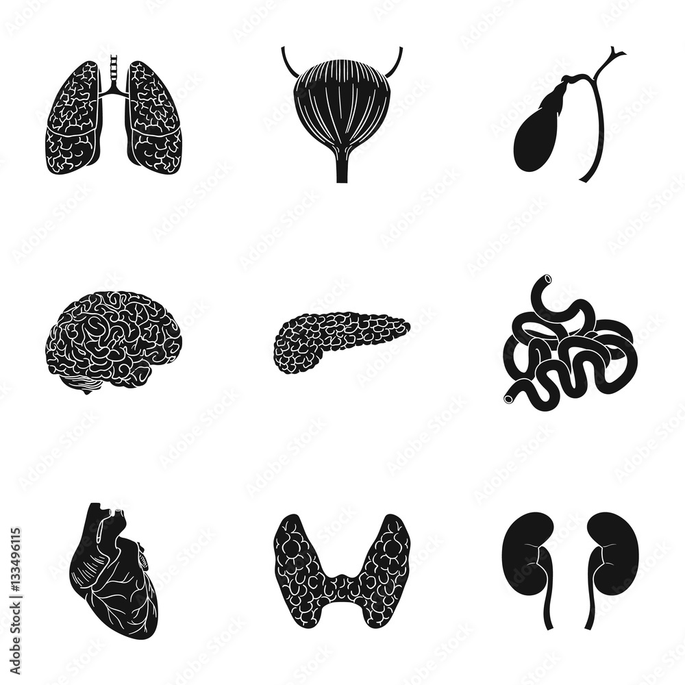 Vetor de Human organs set icons in black style. Big collection of human ...