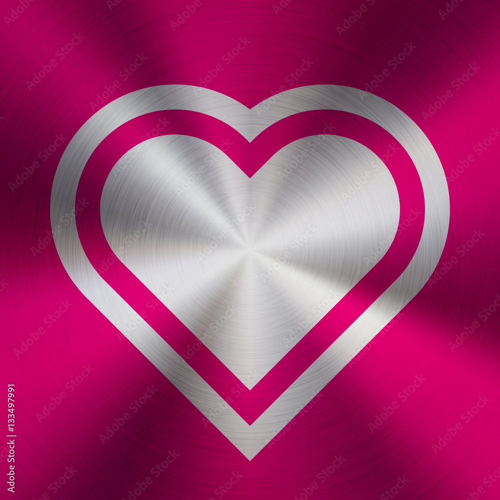 Magenta metal abstract heart technology background with circular ...