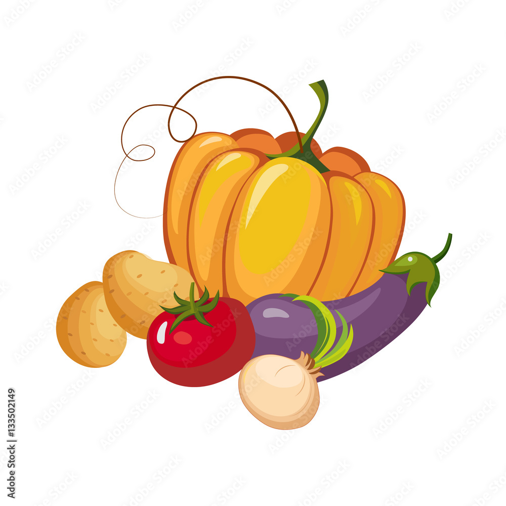 Still Life With Fresh Vegetable Crops Collection, Farm And Farming ...