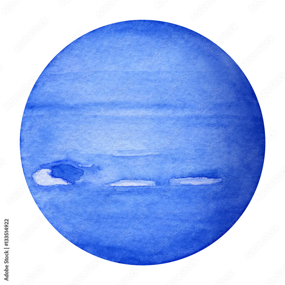 Solar System Planets - Neptune. Watercolor illustration. Solar System ...