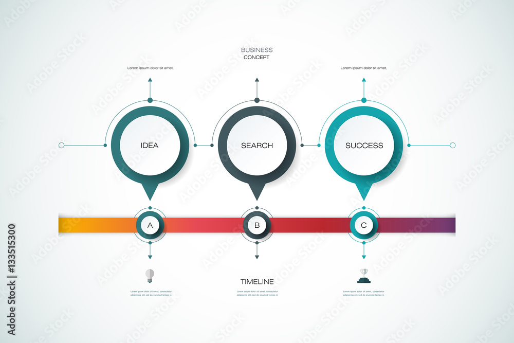 Vector infographics timeline design template with 3D paper label ...