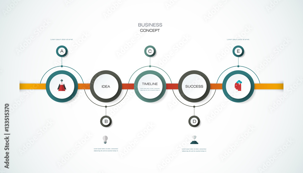 Vector infographics timeline design template with 3D paper label ...