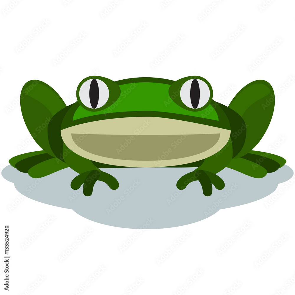 Animated, cartoon frog sitting. Stock Vector | Adobe Stock