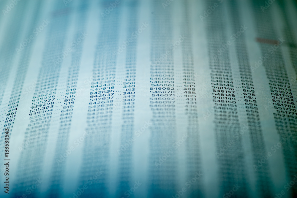 Financial Data Concept with Numbers, Spreadsheet Bank Accounts ...