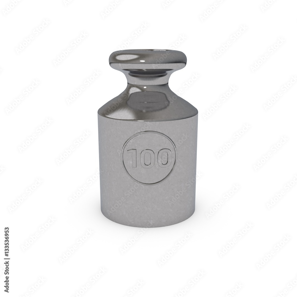 Metalic calibration weight. Isolated on white background. 3D ren Stock ...