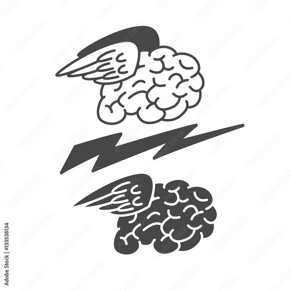 Brain with wings icon, vector illustration logo Stock Vector | Adobe Stock
