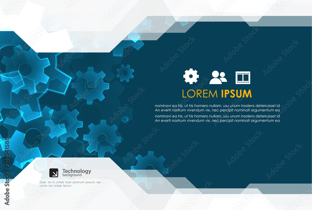 Brochure design template. Gear technology background. Stock Vector ...
