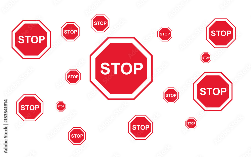 STOP Schilder Stock-Vektorgrafik | Adobe Stock