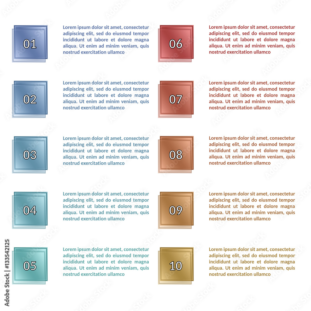Concept infographic diagram bullet points list. In the form of a square ...