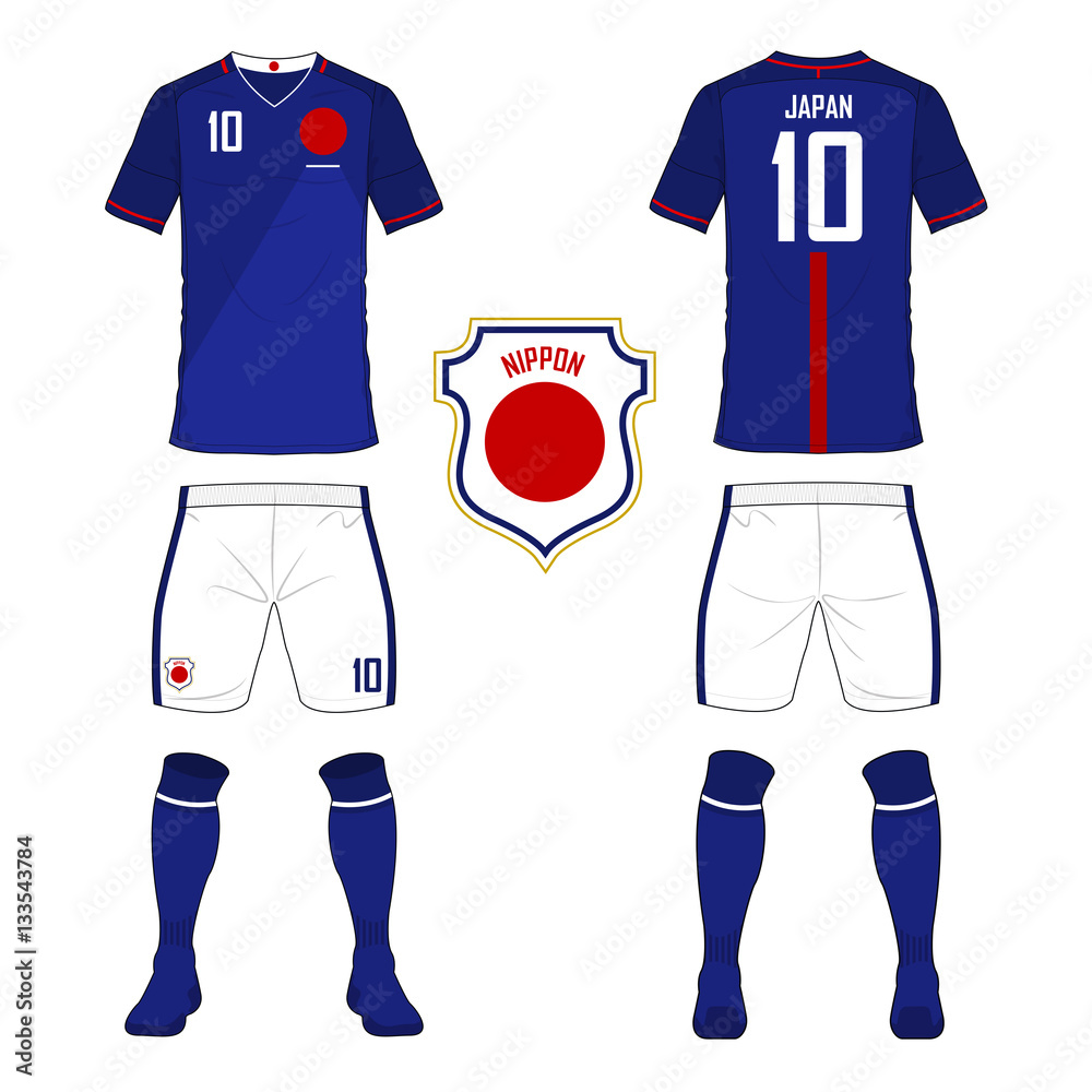 Set of soccer jersey or football kit template for Japan national ...