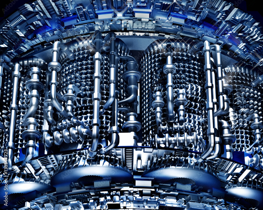 Abstract high-tech background metal pipes technology cooling. Concept ...