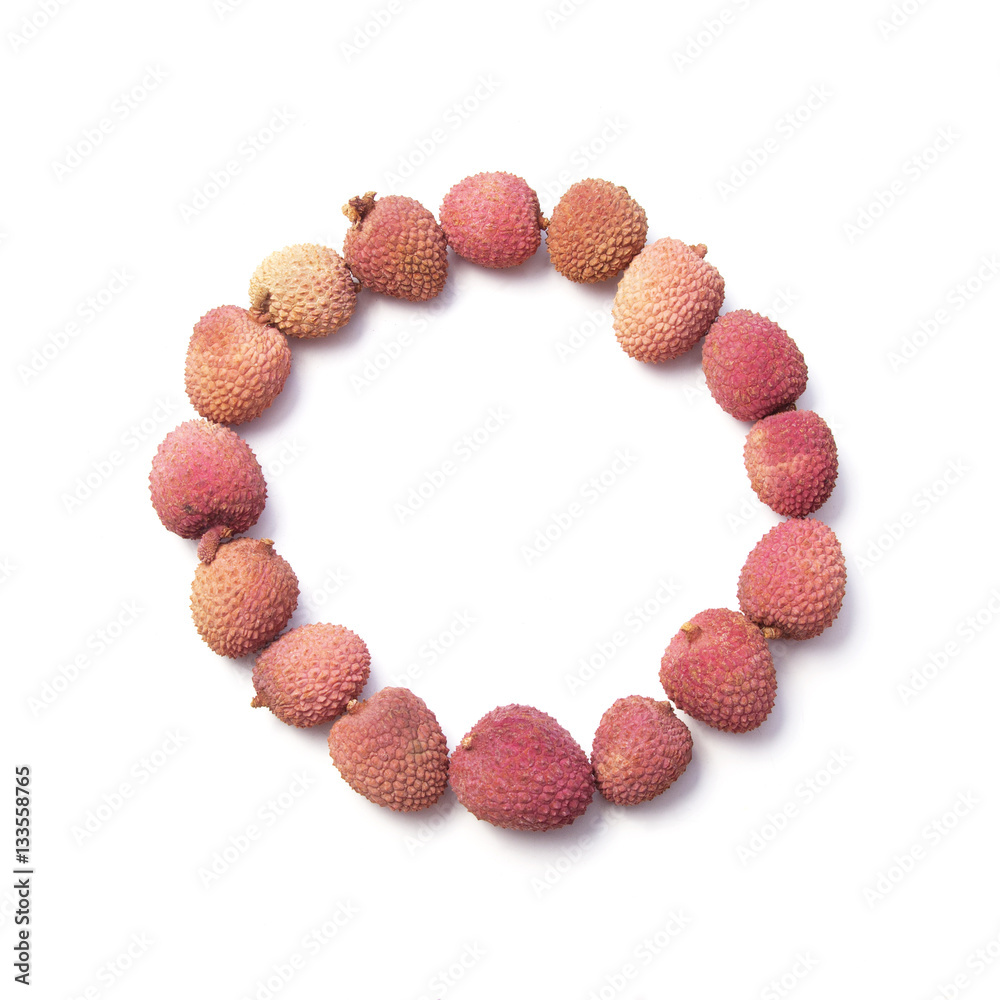 Circle frame of lychee fruits Stock Photo | Adobe Stock
