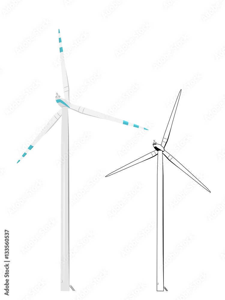 Wind turbine renewable electricity production concept isolated ...