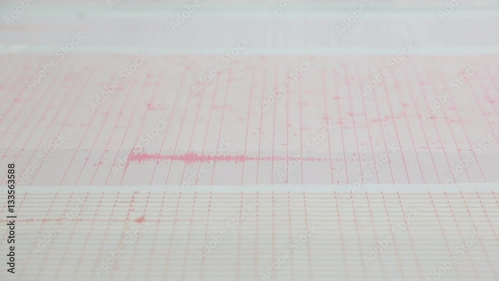 Seismograph records an earthquake on the sheet of measuring paper ...