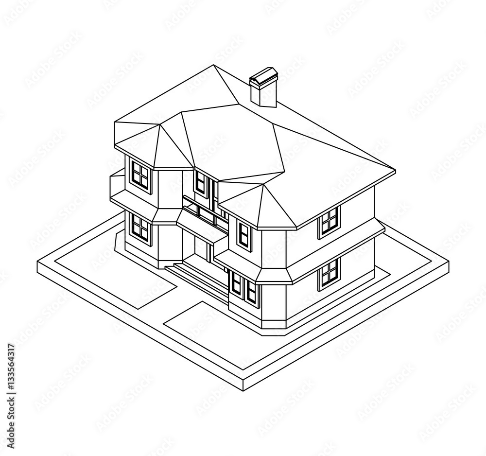 drawing of private house Stock Vector | Adobe Stock