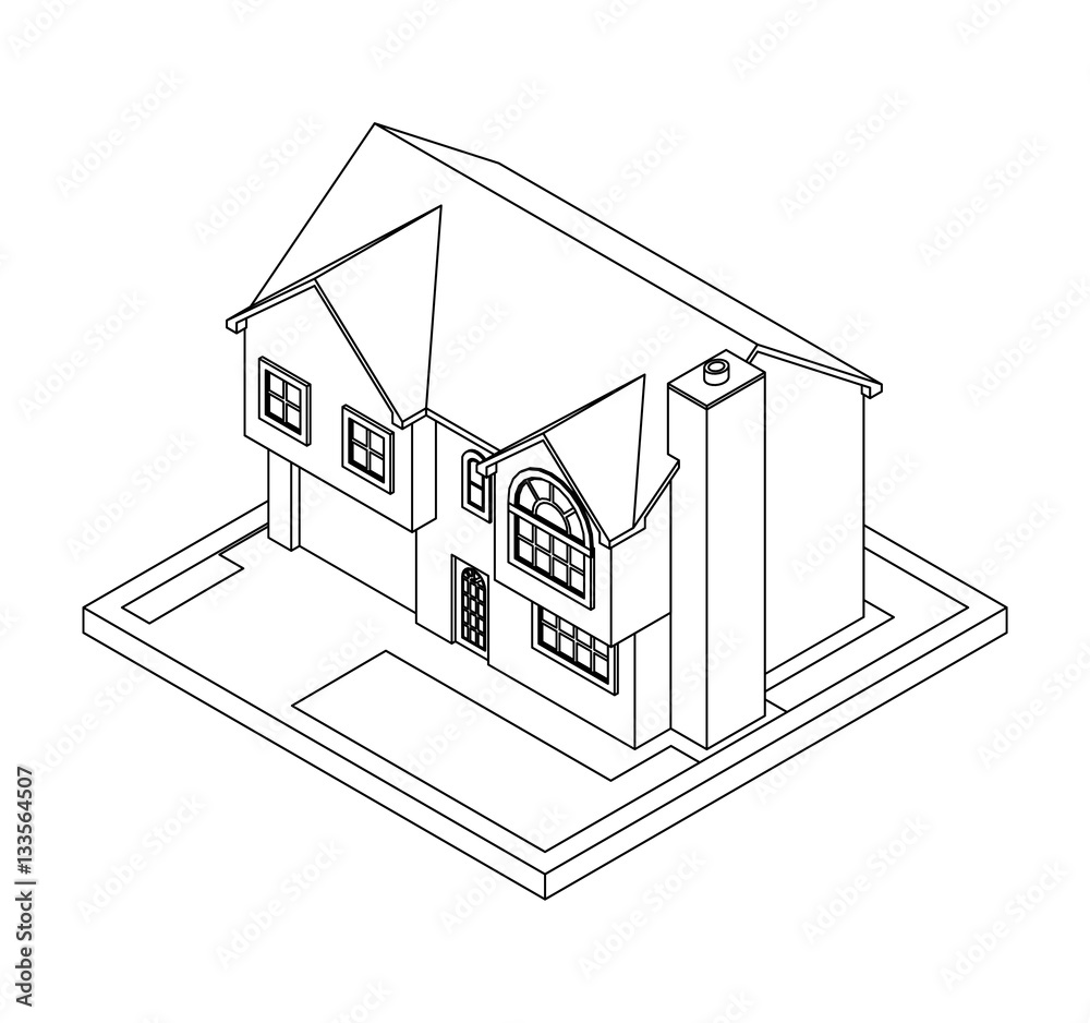 drawing of private house Stock Vector | Adobe Stock