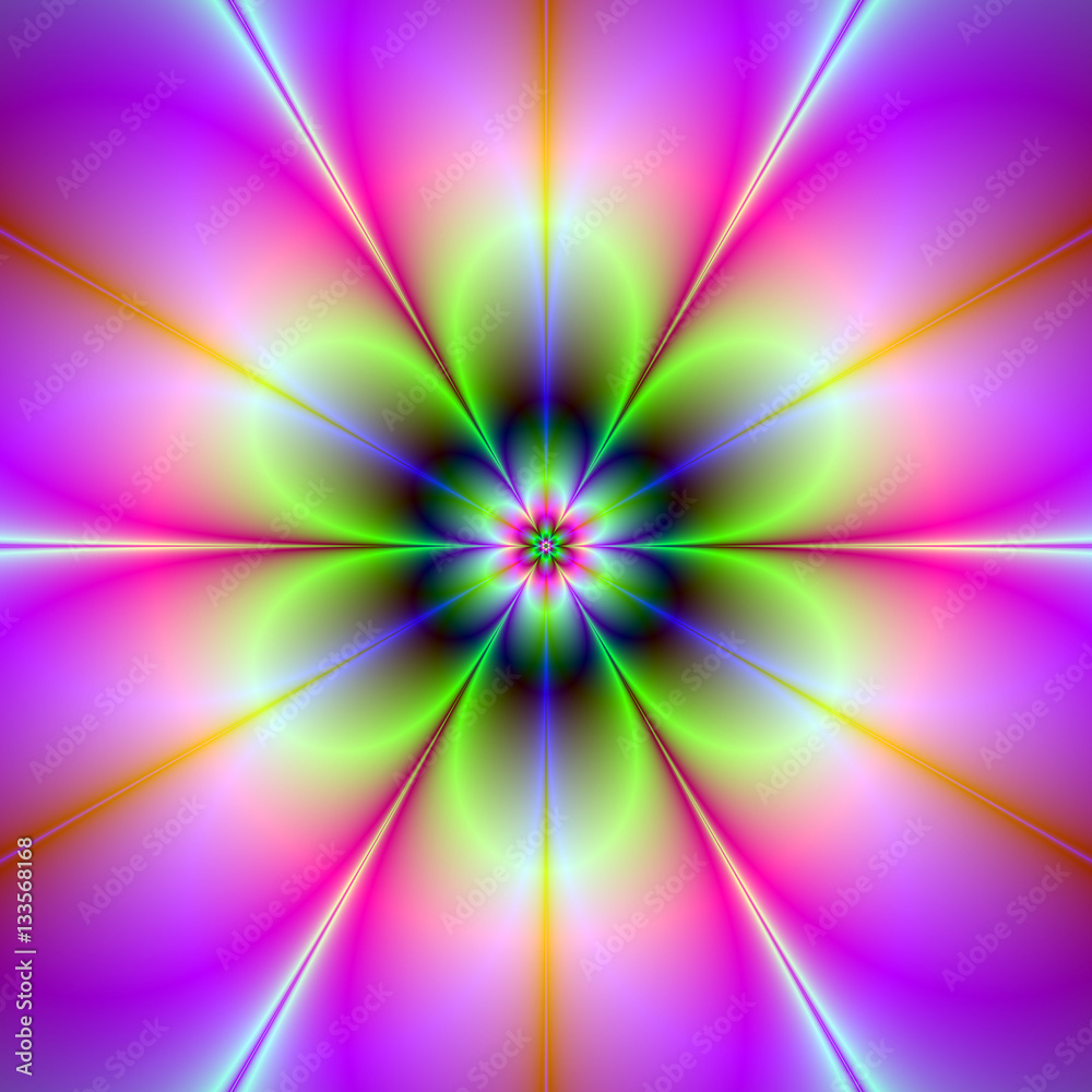 Rainbow Neon Flowers