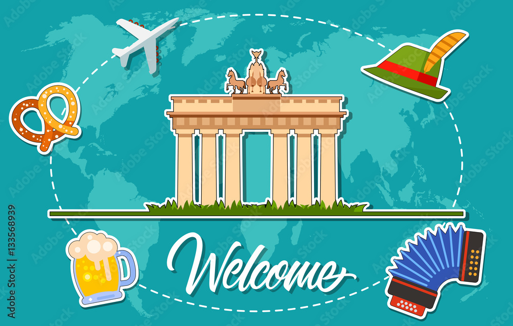 Welcome Lettering with German Symbols Stock Vector | Adobe Stock
