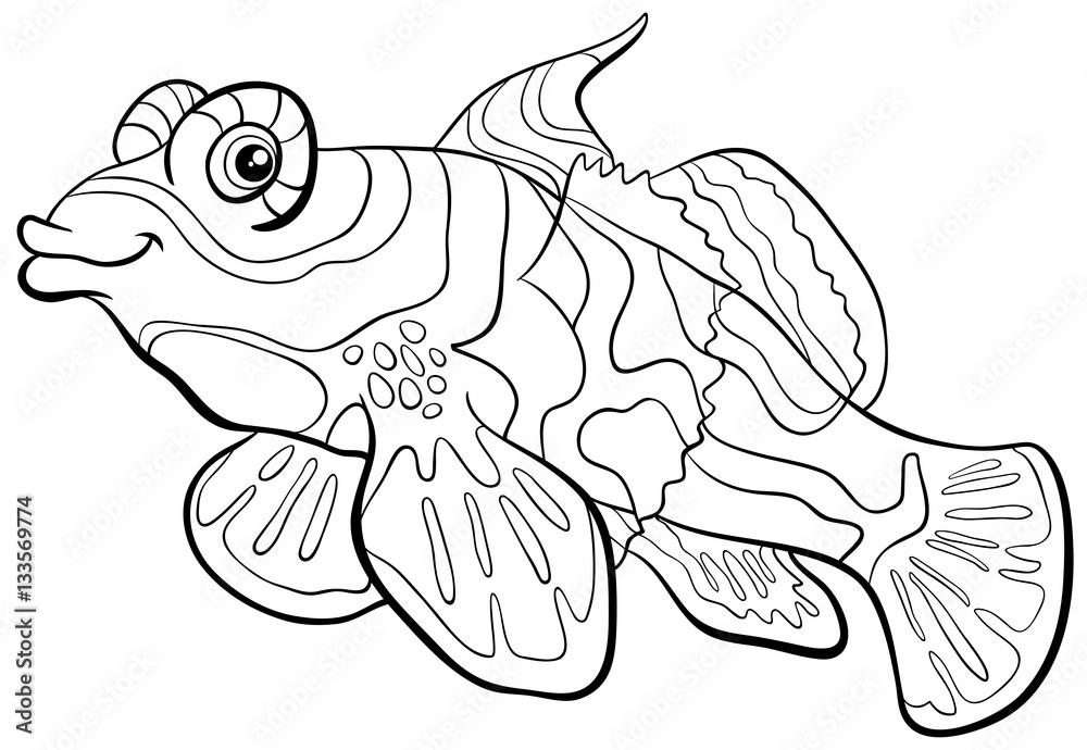 mandarin fish coloring page Stock Vector | Adobe Stock