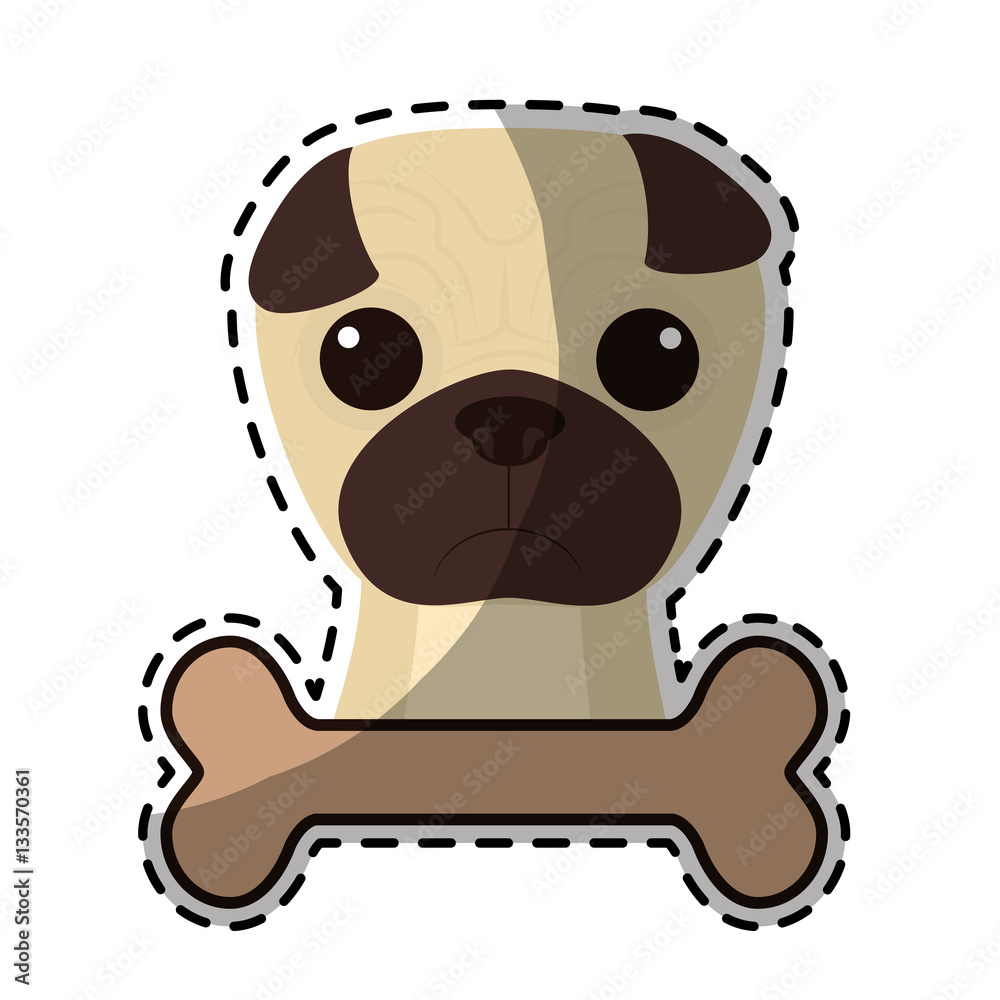 pug dog breed emblem icon image sticker vector illustration design ...