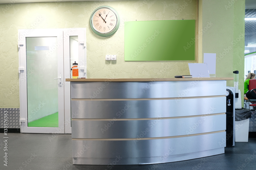Reception desk in a fitness club Stock Photo | Adobe Stock