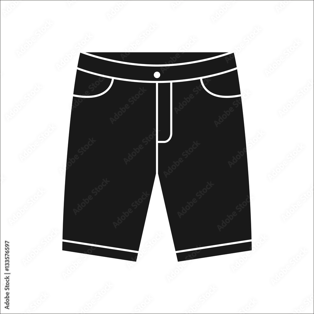 Jeans shorts simple silhouette icon on background Stock Vector | Adobe ...