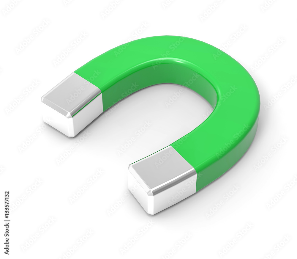 3D Isolated Green White Magnet Attraction Illustration Stock ...