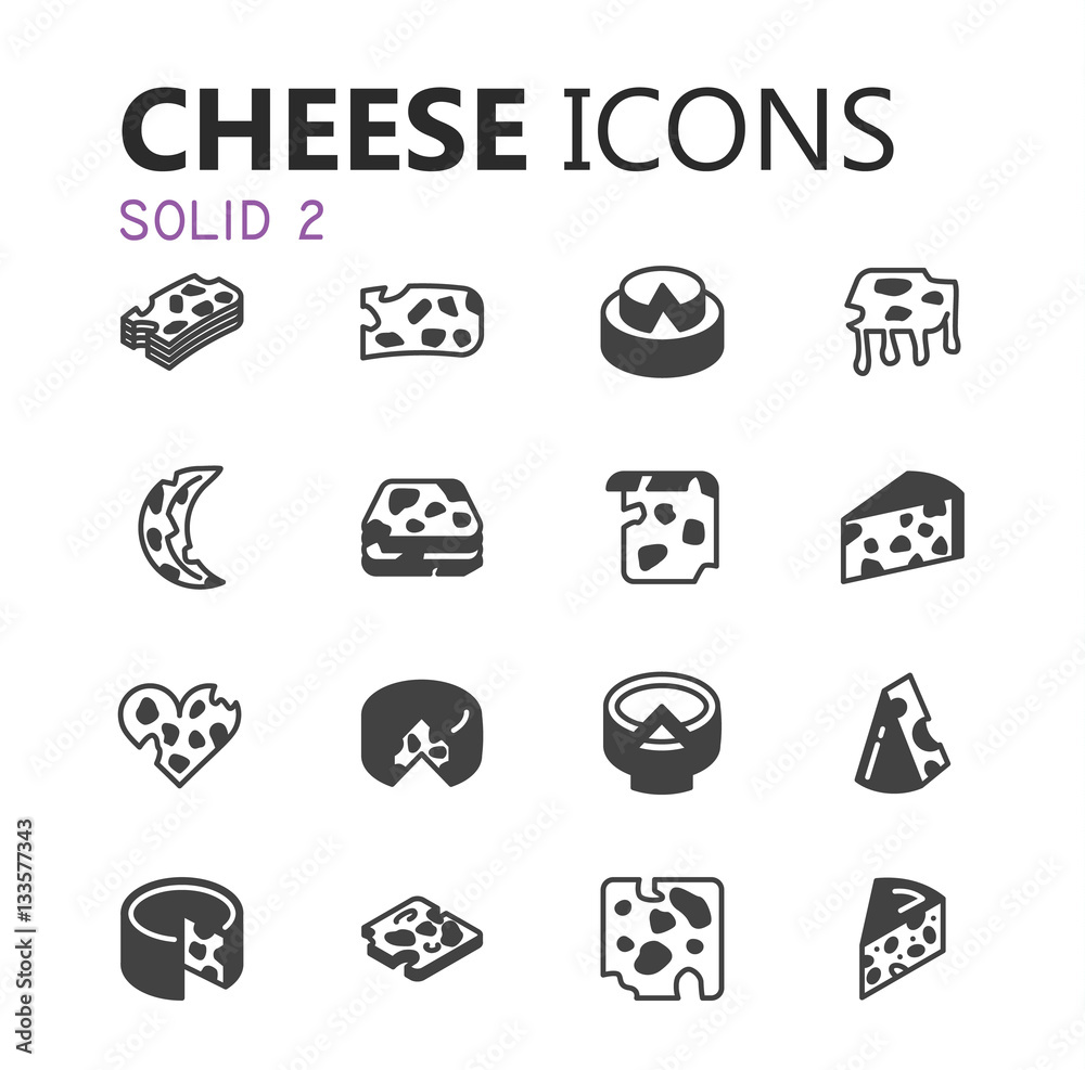 Simple modern set of cheese icons. Premium symbol collection. Vector ...