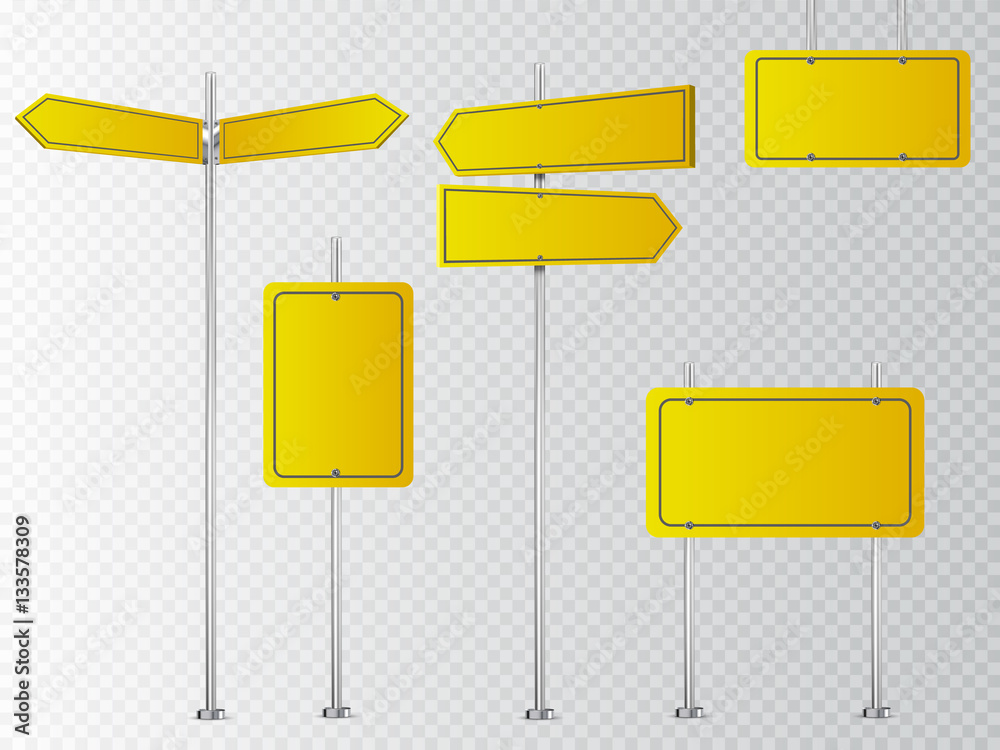 Set of blank vector road signs isolated on transparent background ...