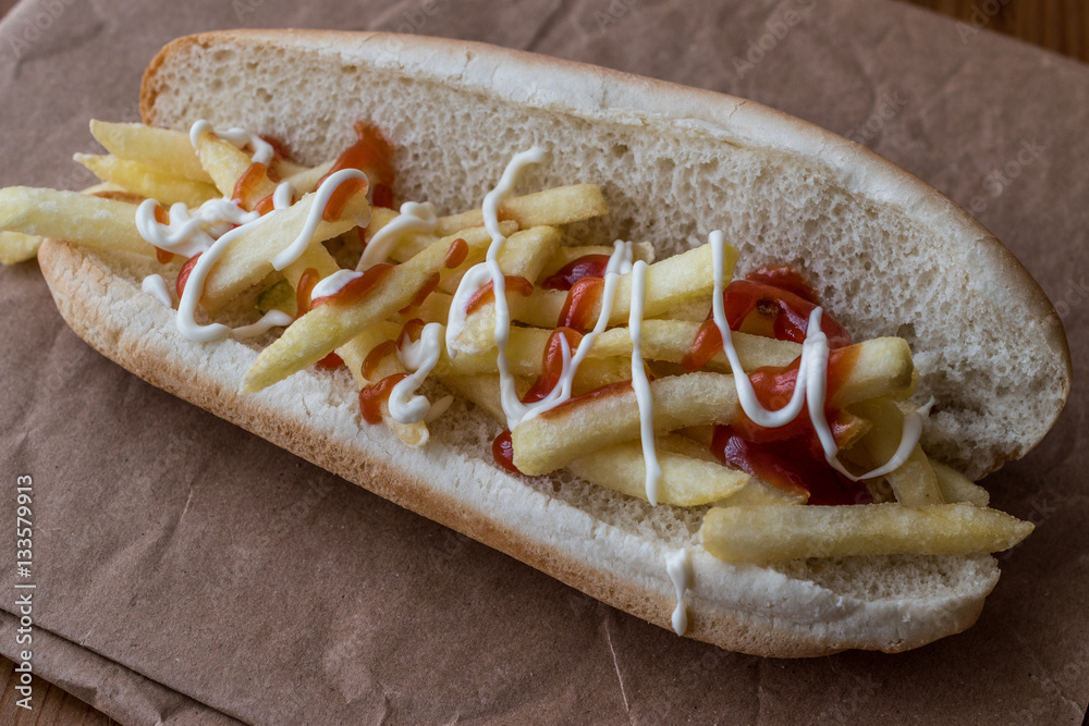 Turkish Patso Burger / Potato Sandwich with ketchup and mayonnaise ...