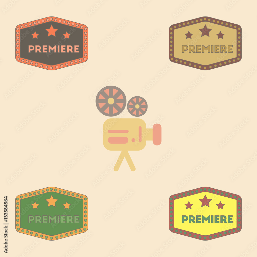 movie label Vector illustration Collection in flat style cinema ...