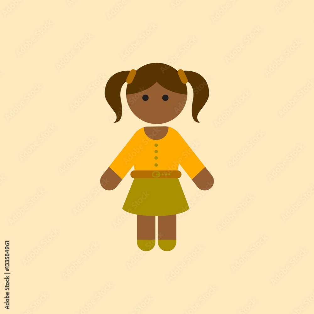 black little girl, kid, child, cute afro american girl Stock Vector ...