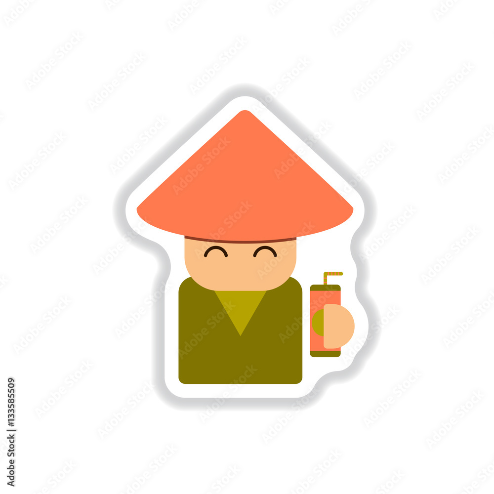 Vector illustration of Chinese new year celebration in paper sticker ...