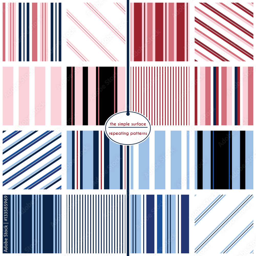 Red, white and blue stripe vector pattern set. Modern stripe background ...