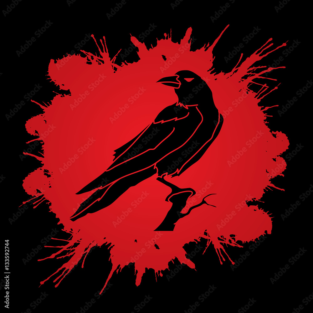 Crow designed on splatter blood background graphic vector. Stock ...