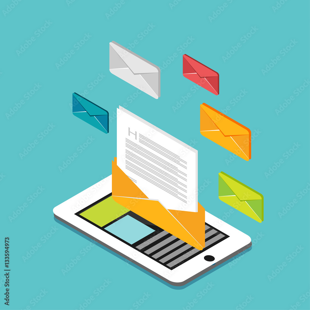 Email or business messages. Communication concept. Modern isometric ...