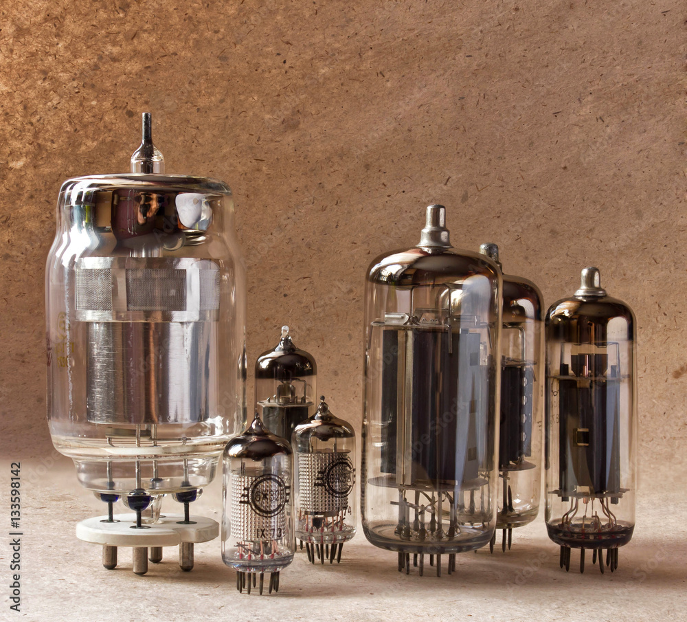 composition of different electronic vacuum tubes on kraft paper ...
