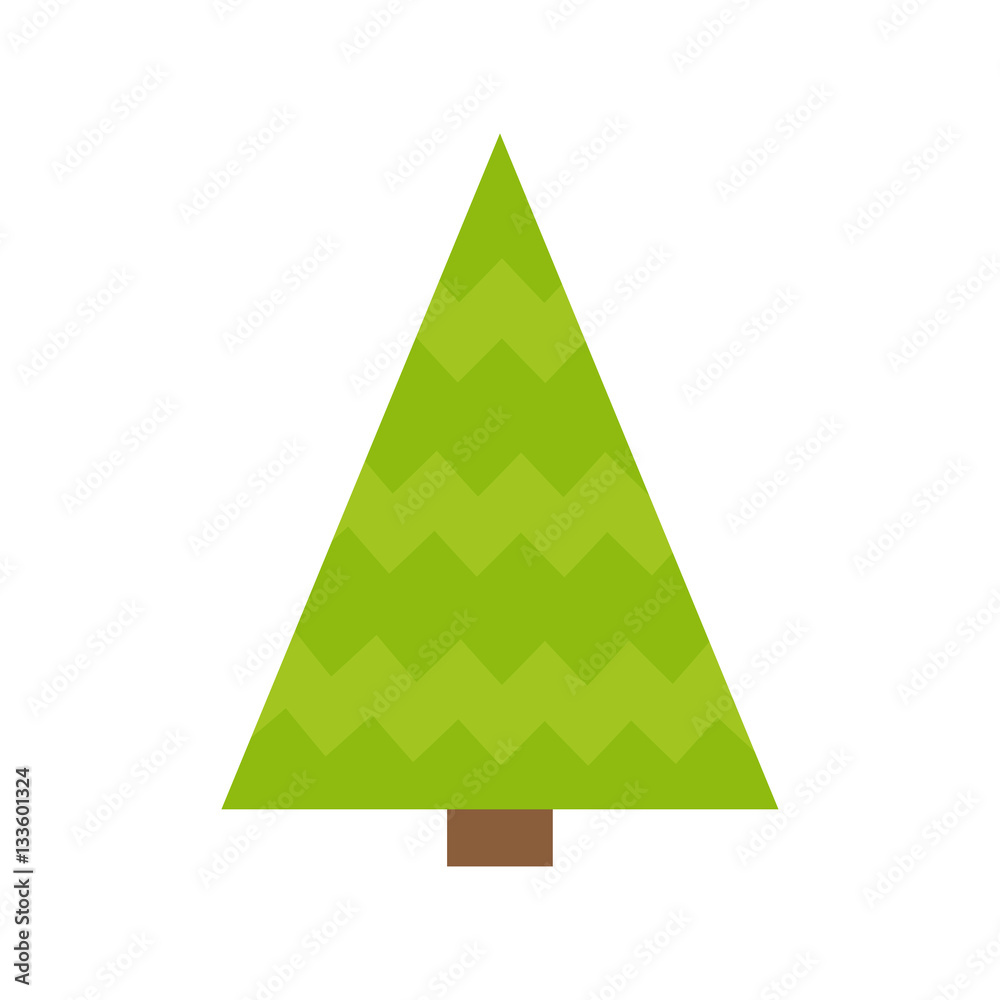 Fir-tree icon. Green triangle simple shape form. Christmas tree. White ...