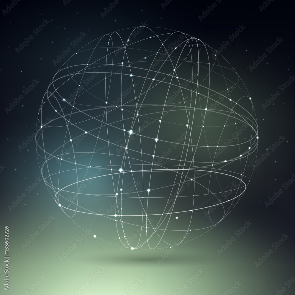Vector illustration on the theme of physics, atomic nucleus, cosmos ...