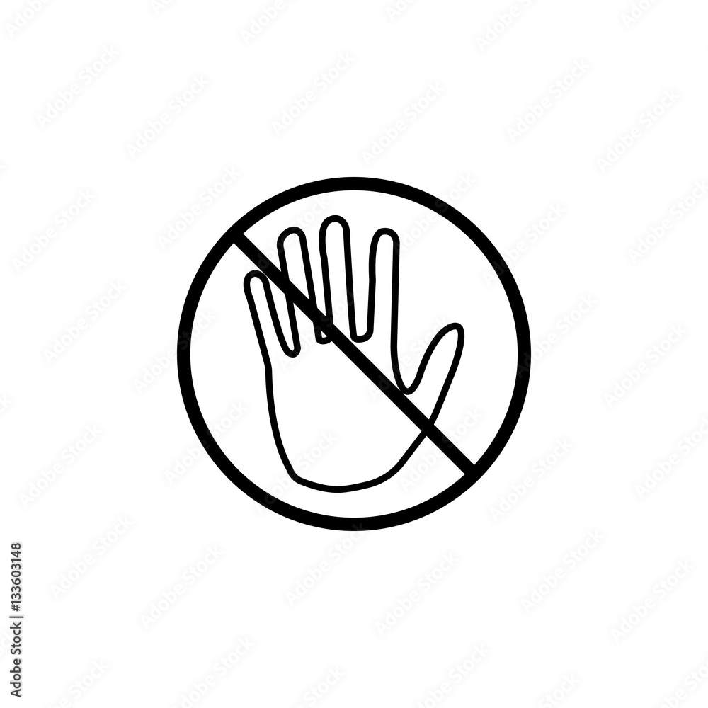 Do not touch line icon, No entry prohibition sign, forbidden stop fake ...